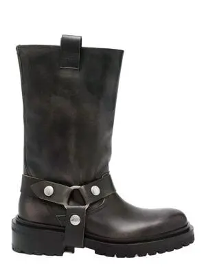 GOLDEN GOOSE Leather Biker Boots - Black