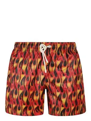 Palm Angels Flame-print Swim Shorts - Red