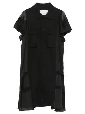 Sacai Sheer-panels Shirt Dress - Black