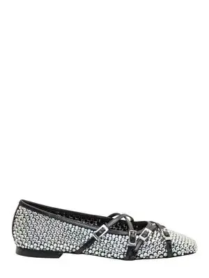 Mach & Mach Crystal Embellished Ballerina Flats - Black
