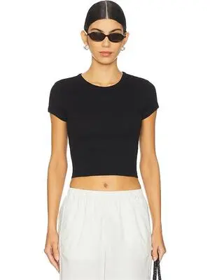 Enza Costa Supima Baby Cropped Tee - Black