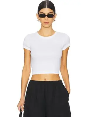 Enza Costa Supima Baby Cropped Tee - White