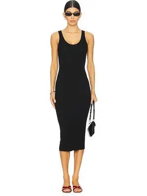 Enza Costa Silk Knit Tank Midi Dress - Black