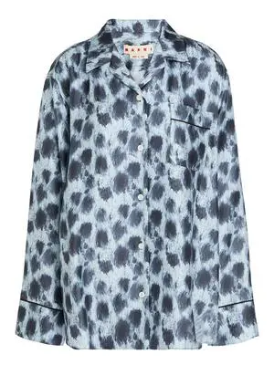 Marni Printed Silk-twill Shirt - Light Blue