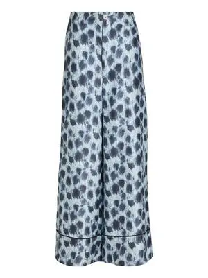 Marni Printed Silk-twill Wide-leg Pants - Light Blue
