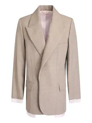 Victoria Beckham Satin-paneled Wool Blazer - Mushroom