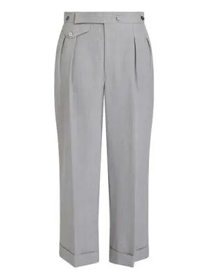 Victoria Beckham Cropped Tapered Wool Pants - Gray