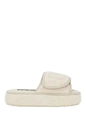 Dolce & Gabbana Logo-embroidered Slippers - Neutrals
