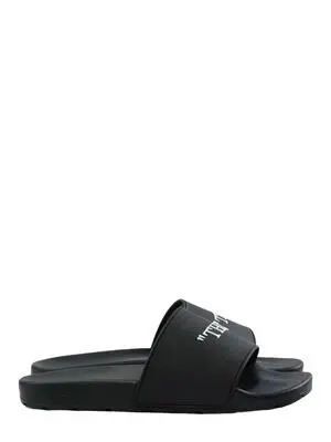 Off-White Text-embellished Slides - Black