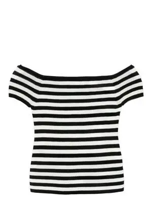 Eric Bompard Striped Bardot Top - White