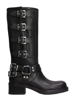 GISEL MOIRE 50mm Windsor Boots - Black