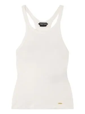 TOM FORD Embellished Silk Tank - Off-white