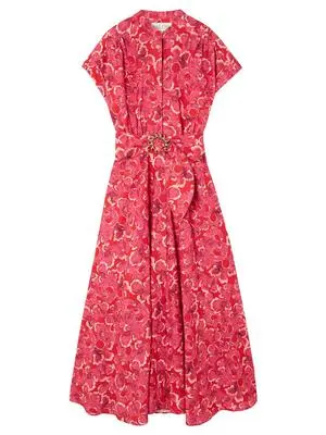 Saloni Neesha Floral-print Midi Dress - Red