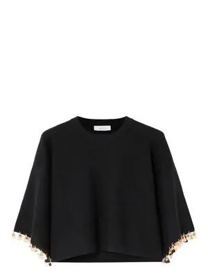 Rabanne Cropped Embellished Sweater - Black