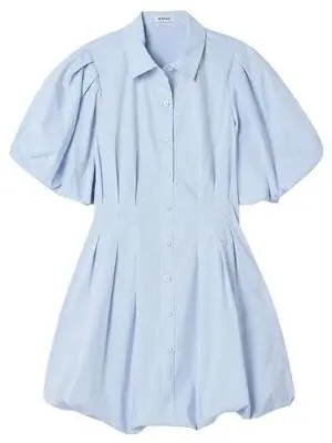 Simkhai Cleo Cotton-blend Mini Shirt Dress - Sky Blue
