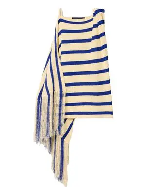 Proenza Schouler Yves Asymmetric Fringed Striped Top - Blue