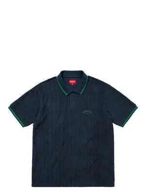 Supreme Cable Knit Terry Polo Shirt - Navy Blue