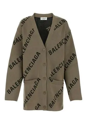 Balenciaga Embroidered Oversize Cardigan - Brown