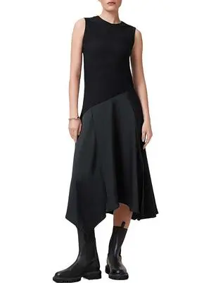 ALLSAINTS Pia Satin Midi Dress - Black