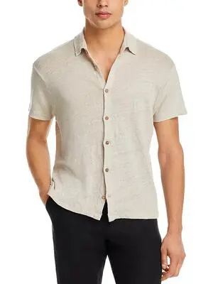 ALEX CRANE Ola Linen Knit Regular Fit Button Down Shirt Bone