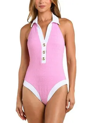 L'Agence Natalya Collared One Piece Blush