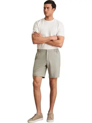 REISS Deck Drawstring Chino Shorts - Sage Green