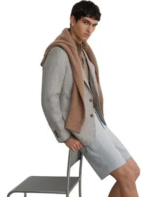 REISS Deck Drawstring Chino Shorts - Soft Grey