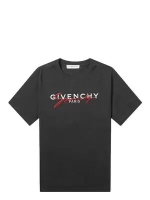 Givenchy Paris Signature Embroide Logo T-shirt - Black/red