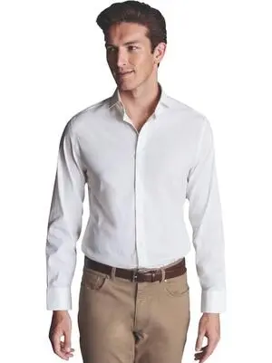 CHARLES TYRWHITT Non-iron Performance Twill Shirt - White