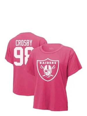 MAJESTIC THREADS Maxx Crosby Las Vegas Raiders Name & Number T-shirt - Pink