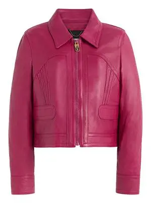 COACH Restored Cropped Leather Blouson - Tweed Berry