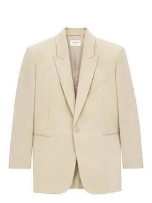 Saint Laurent Virgin Wool Oversized Blazer - Beige