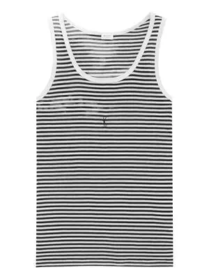 Saint Laurent Striped Cassandre Tank Top - Black