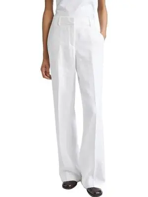 Lafayette 148 New York Sullivan Wide Leg Linen Pants - White