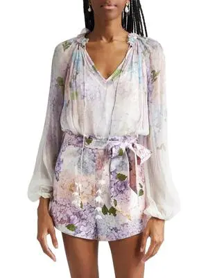 Zimmermann Floral Print Billow Top - Multi Hydrangea