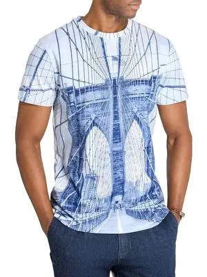 BROOKLYN BRIGADE Slim Fit Brooklyn Bridge Crew T-shirt - Blue