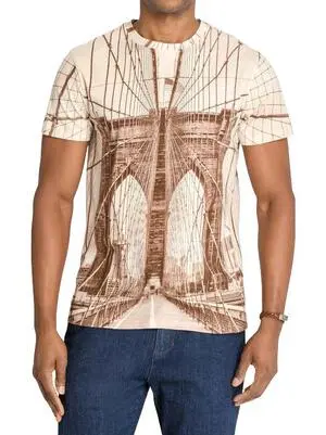 BROOKLYN BRIGADE Slim Fit Brooklyn Bridge Crew T-shirt - Stone