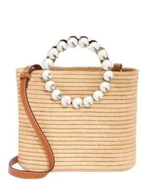 L’ALINGI Small Eternity Crystal Embellished Raffia Tote - Beige