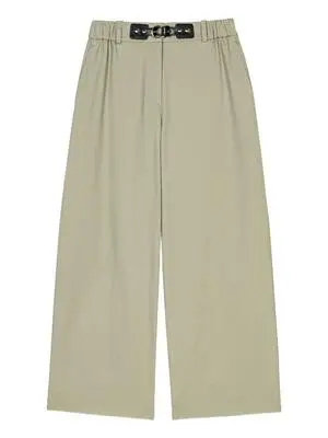 MAJE Maje Wide-Leg Gabardine Trousers With Buckled Belt