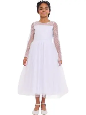 IRIS & IVY Embroidered Cap Sleeve Communion Dress