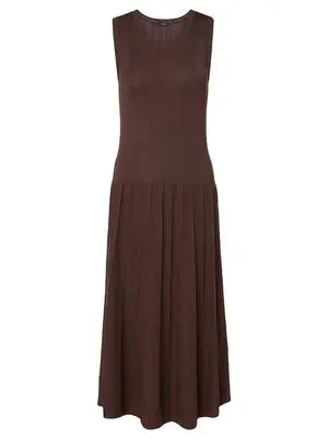 JOSEPH Pleated Midi Dress - Brown