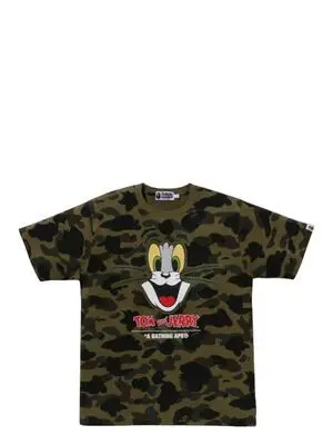 A BATHING APE X Tom And Jerry 85th 1st Camo Tee Shirt - Green