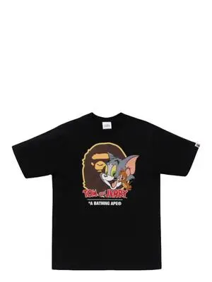 A BATHING APE X Tom And Jerry 85th Ape Head I Tee Shirt - Black