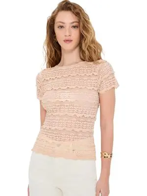 Free People Free People Angelina Lace Tee Tea