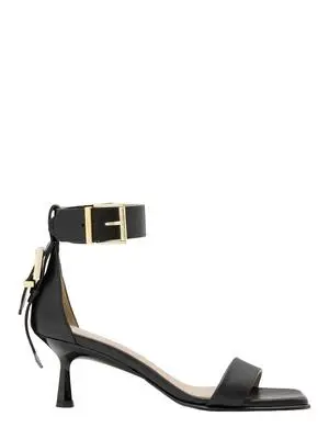 ALLSAINTS Noir Leather Heeled Sandals - Black