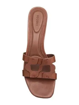 Simkhai Leather Monogram Mule Sandals - Sable