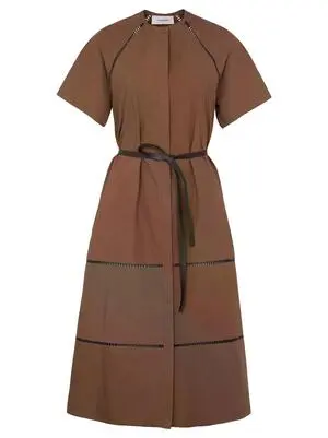 YVES SALOMON Belted Midi Dress - Brown