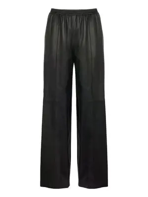 YVES SALOMON Leather Palazzo Trousers - Black