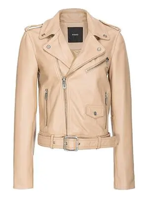PINKO Costa Rica Leather Biker Jacket