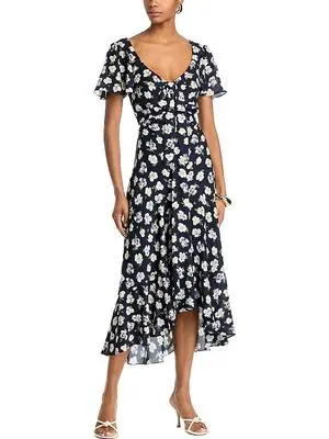 Cinq À Sept Tossed Poppies Isha Dress - Navy Multi